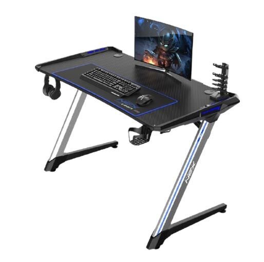 DXRacer NEX Gaming Desk - Black/Silver/Blue - DubaiGamers